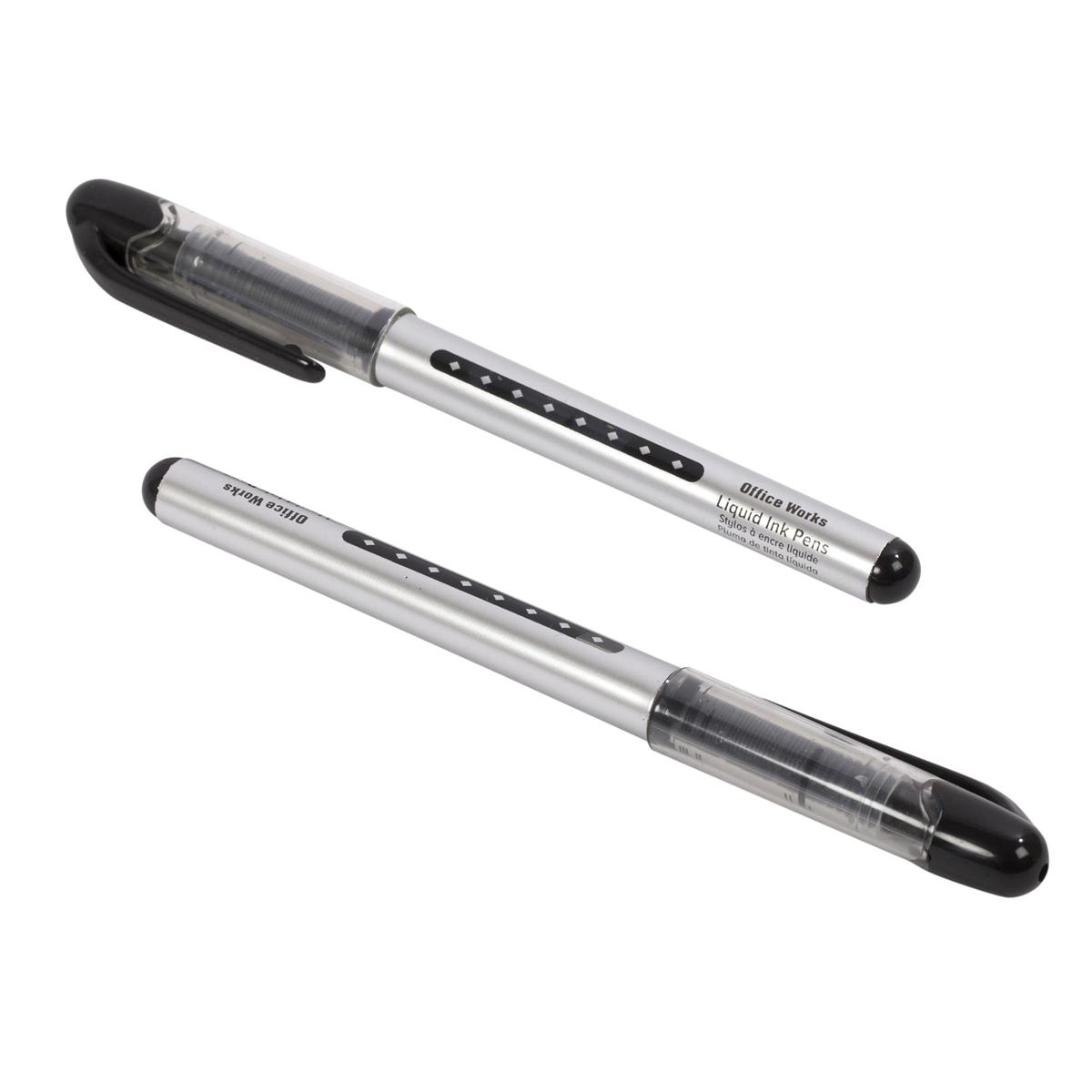 O.WKs. 2-pc Liquid Ink Pens, Black Ink, b/c