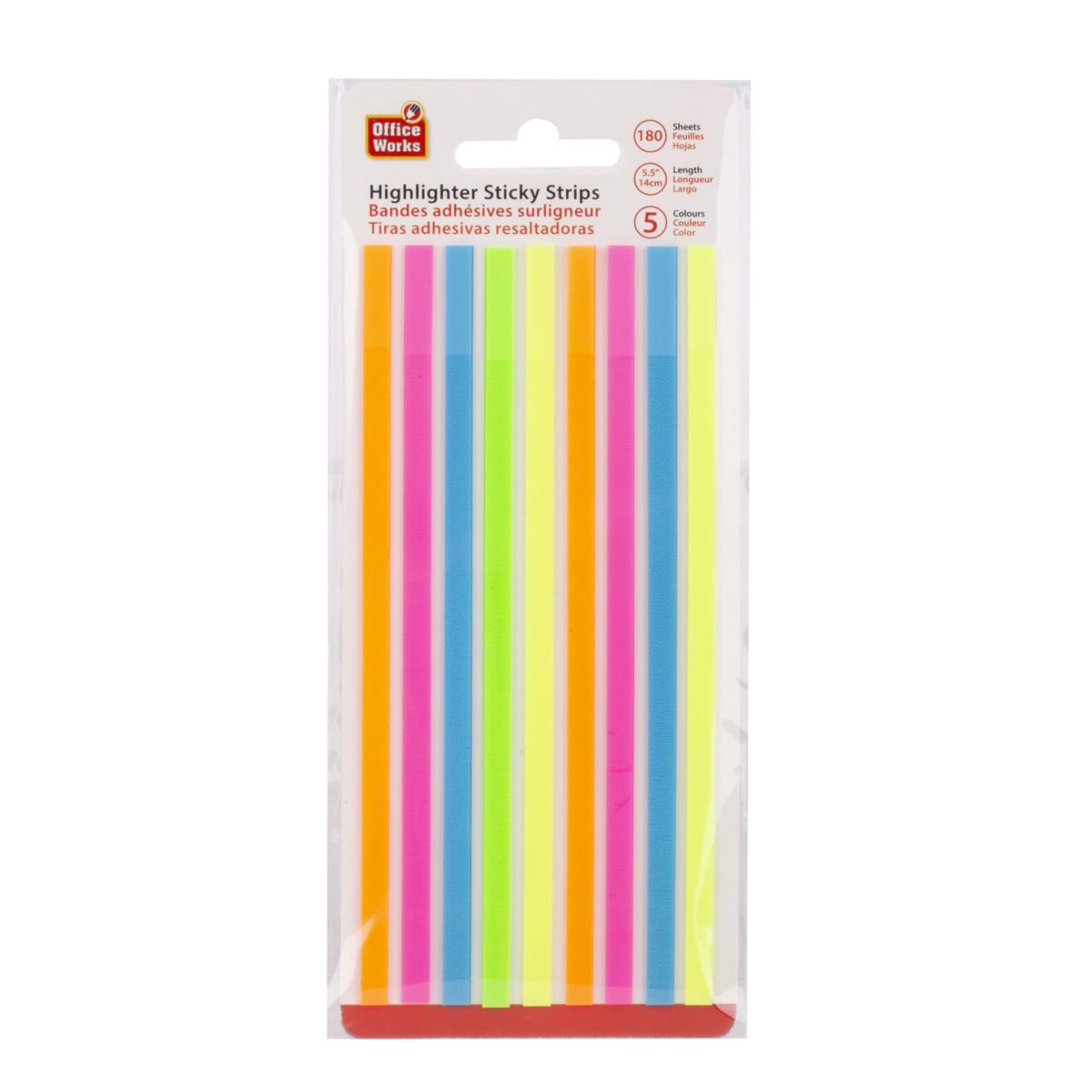 O.WKs Highlighter Sticky Strips 14 cm/5.5", 5C, PET