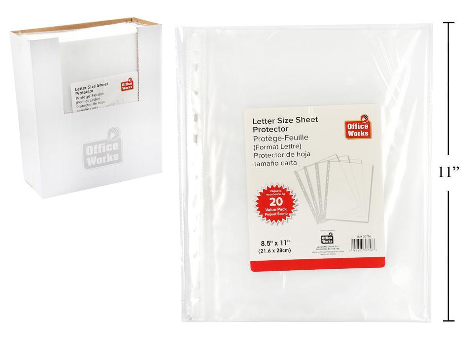 O.WKs. 20-pc Sheet Protector, 8.5" x 11" pp bg w/lbl,24/dsp