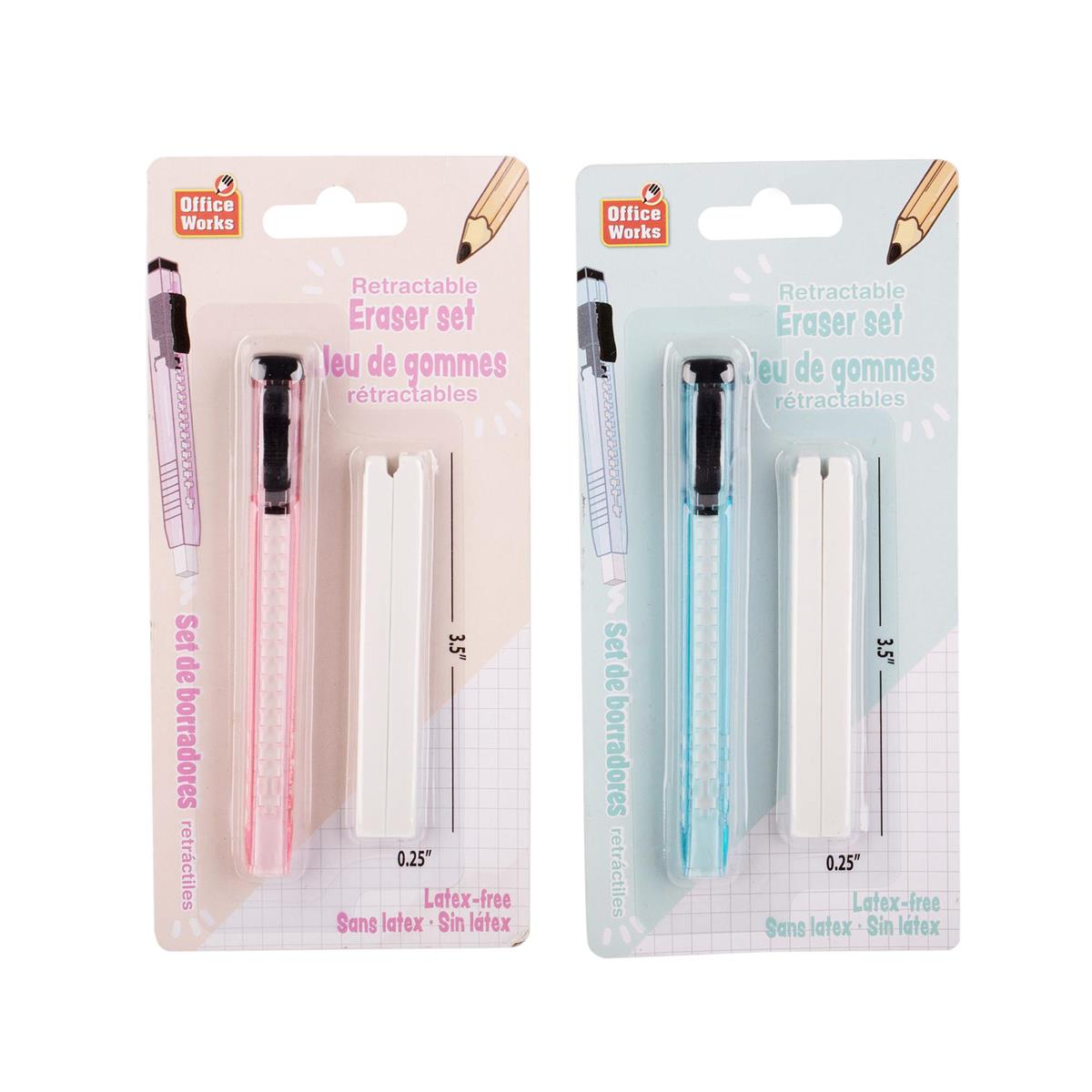 O.Ws Slim Pushing Eraser set w/ 2 refills, 2C, b/c