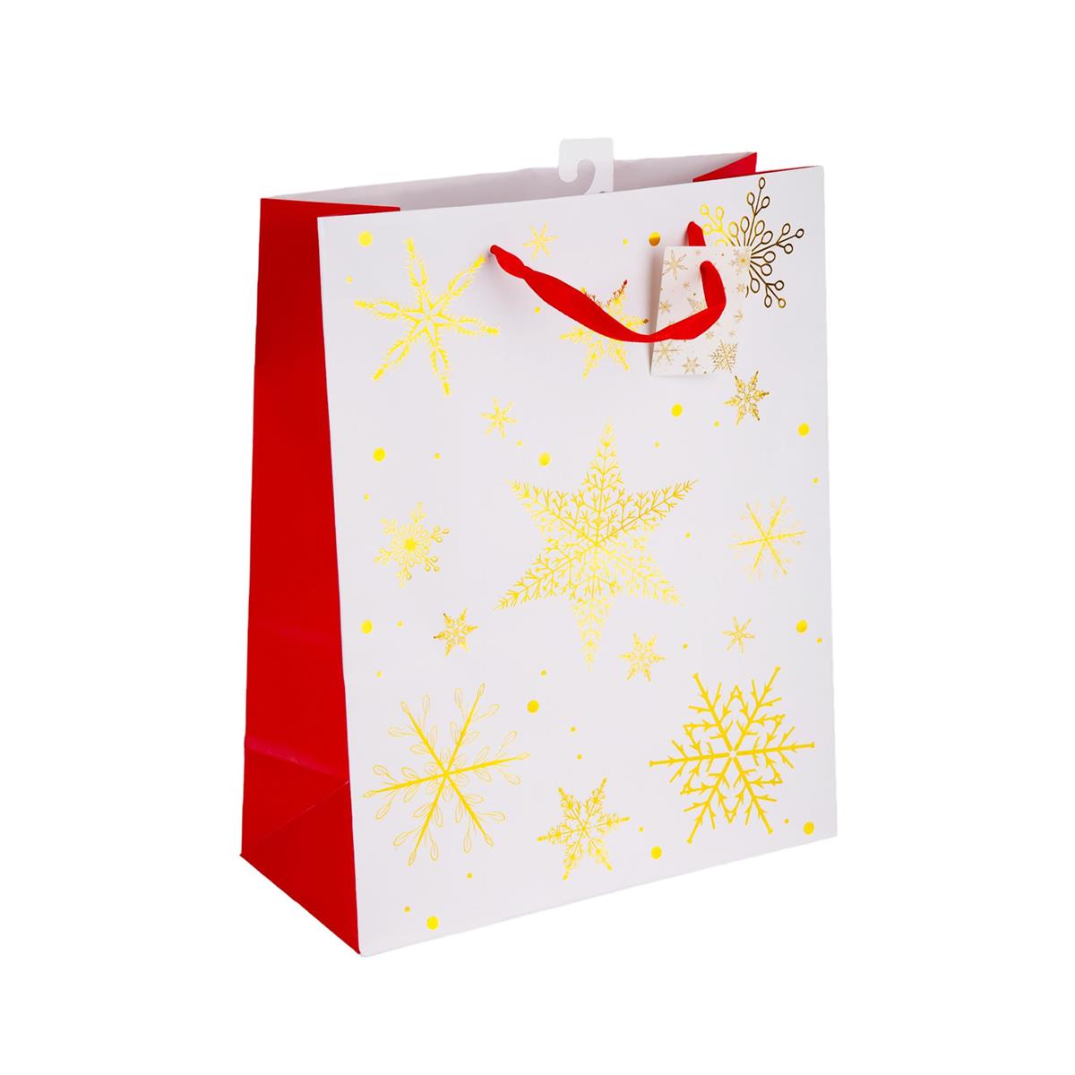 Paper T. Xmas Gift Bag, Large, Matte+HS, j-hook + tag, 157gsm10.25"x12 ...