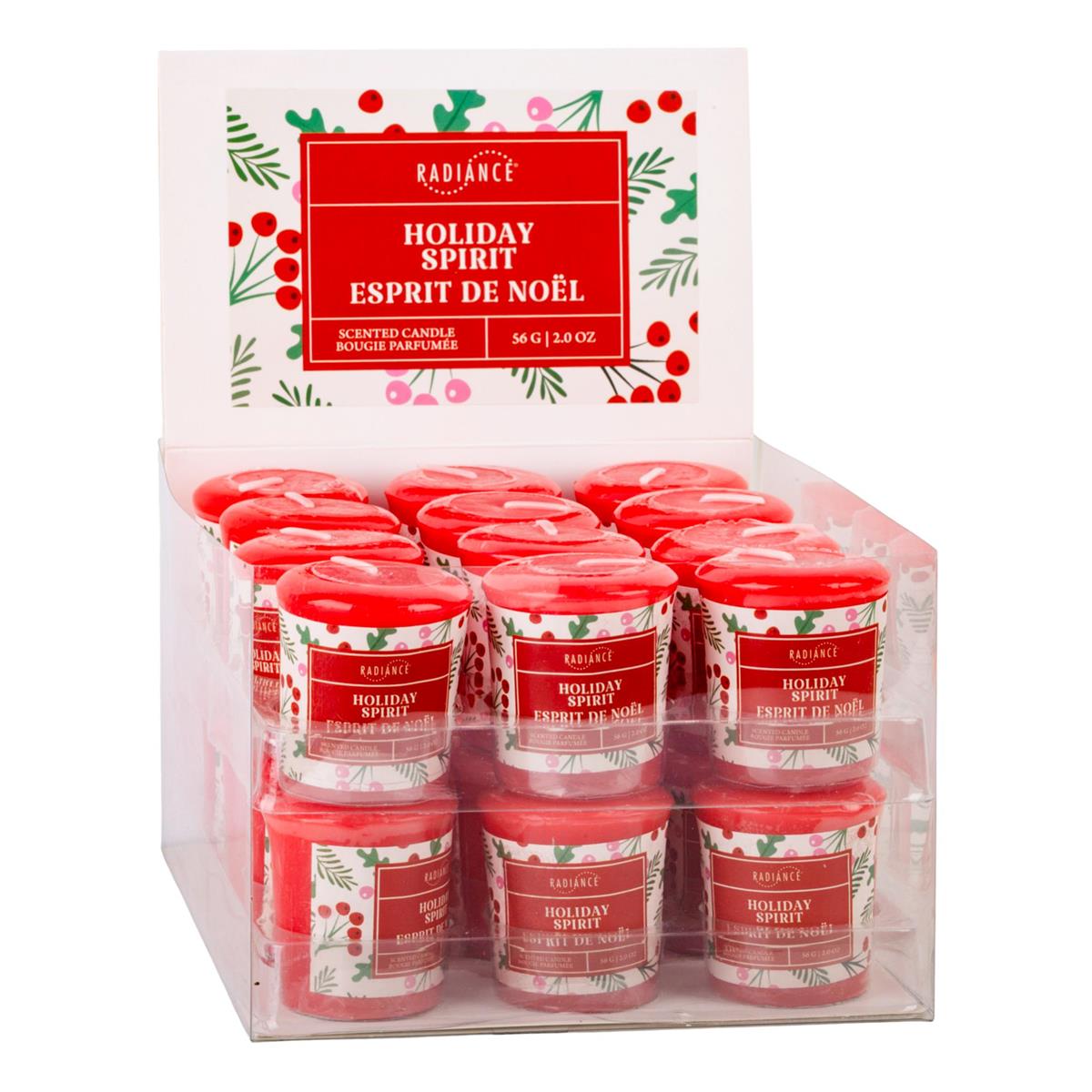 Radiance Scented Votive Candle, Holiday Spirit, 24/dsp