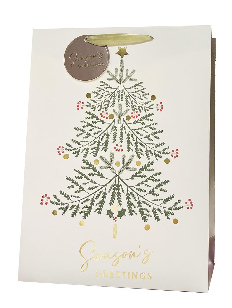 Paper T. Xmas DLX Gift Bag, Jumbo, Hot Stamp, j-hook+ tag