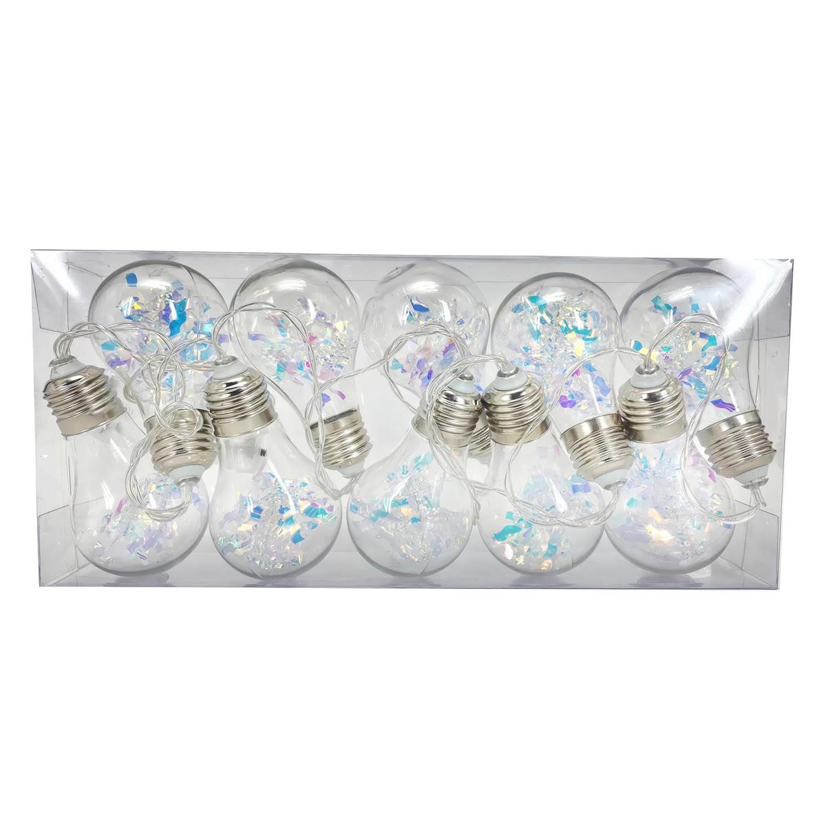 Deco N. Christmas Light Bulb String Light set, Iridescent Tinsel inside ...