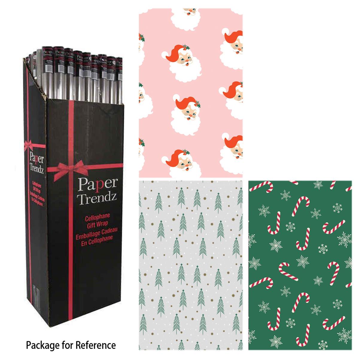 Paper T. Xmas 30"x60" Red/Green Cello Wrap Roll, 48/DPY, col. label