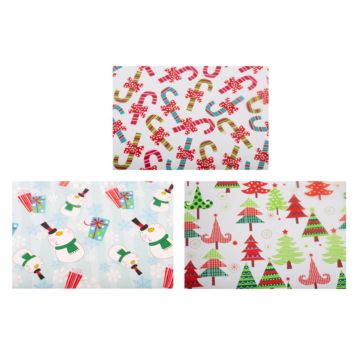 Paper T. Xmas 30"x60" Printed Cello Wrap, 48/DPY, 3 designs, col. label