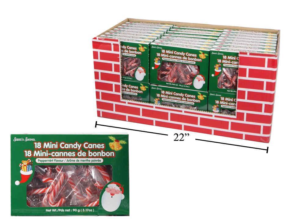 S.Secrets 18ct. Mini Candy Canes, Peppermint, 3.2oz./(90g/box); box