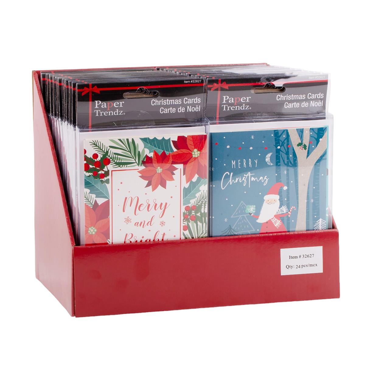 Paper T. 8ct. Xmas Cards in Acetate Box,4asst.,24pcs/PDQ,header