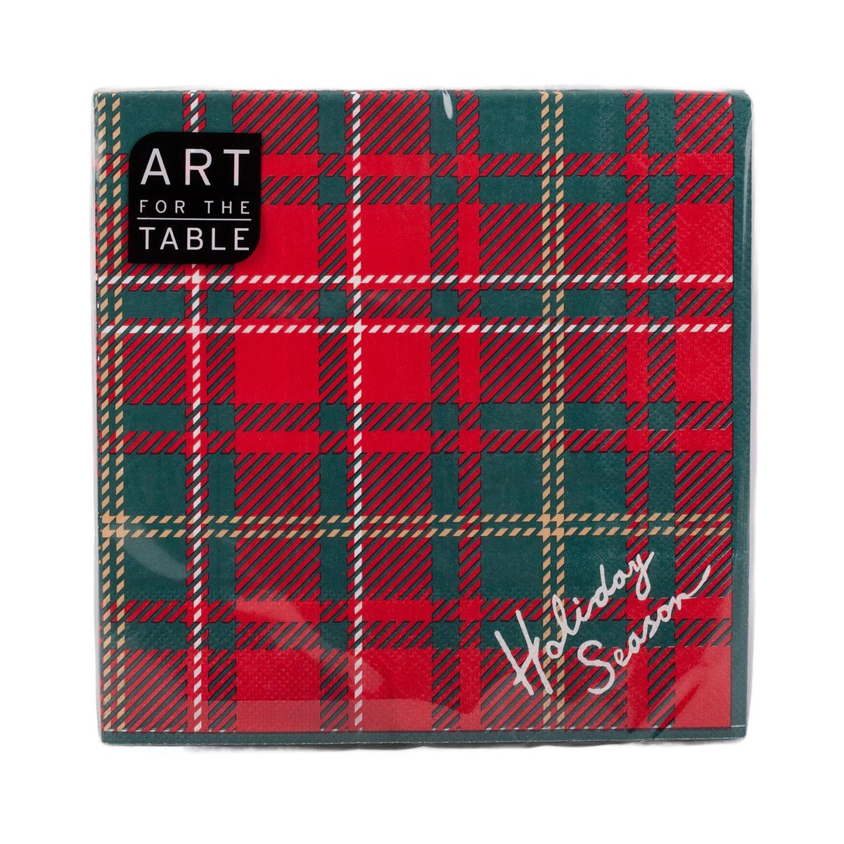 Xmas 20ct x2ply 13"x13" Luncheon Napkin, Retro Plaid Design, 24/PDQ ...