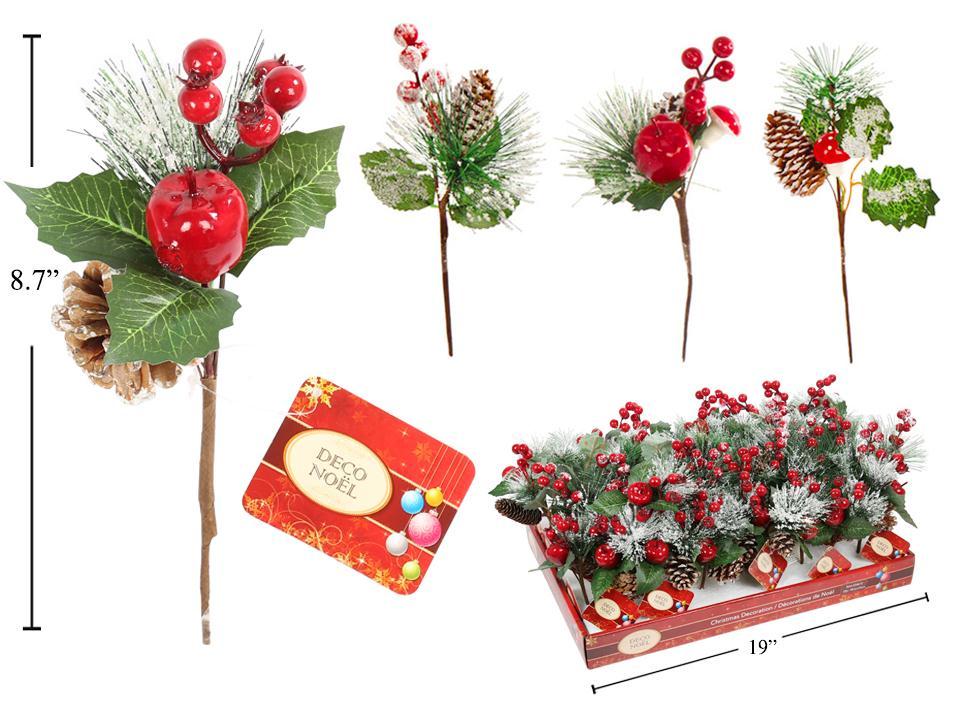 Deco N. Mini Xmas Picks, 4asst., 48/PDQ, hangtag