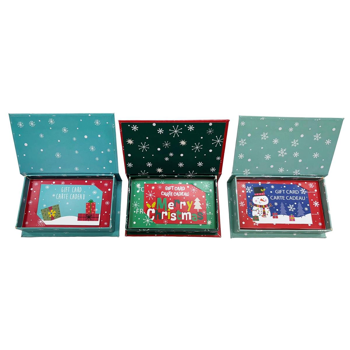 Paper T. Xmas Gift Card Box, Book-Style 3/s, 3"x5"x1.25", 36/dsp