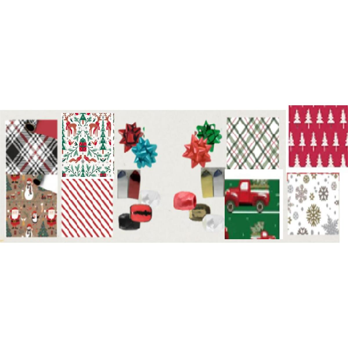 Paper T. Xmas 15pc Gift Wrap Set; Roll Wrap w/Bows & Gift Tags, 30"x96 ...
