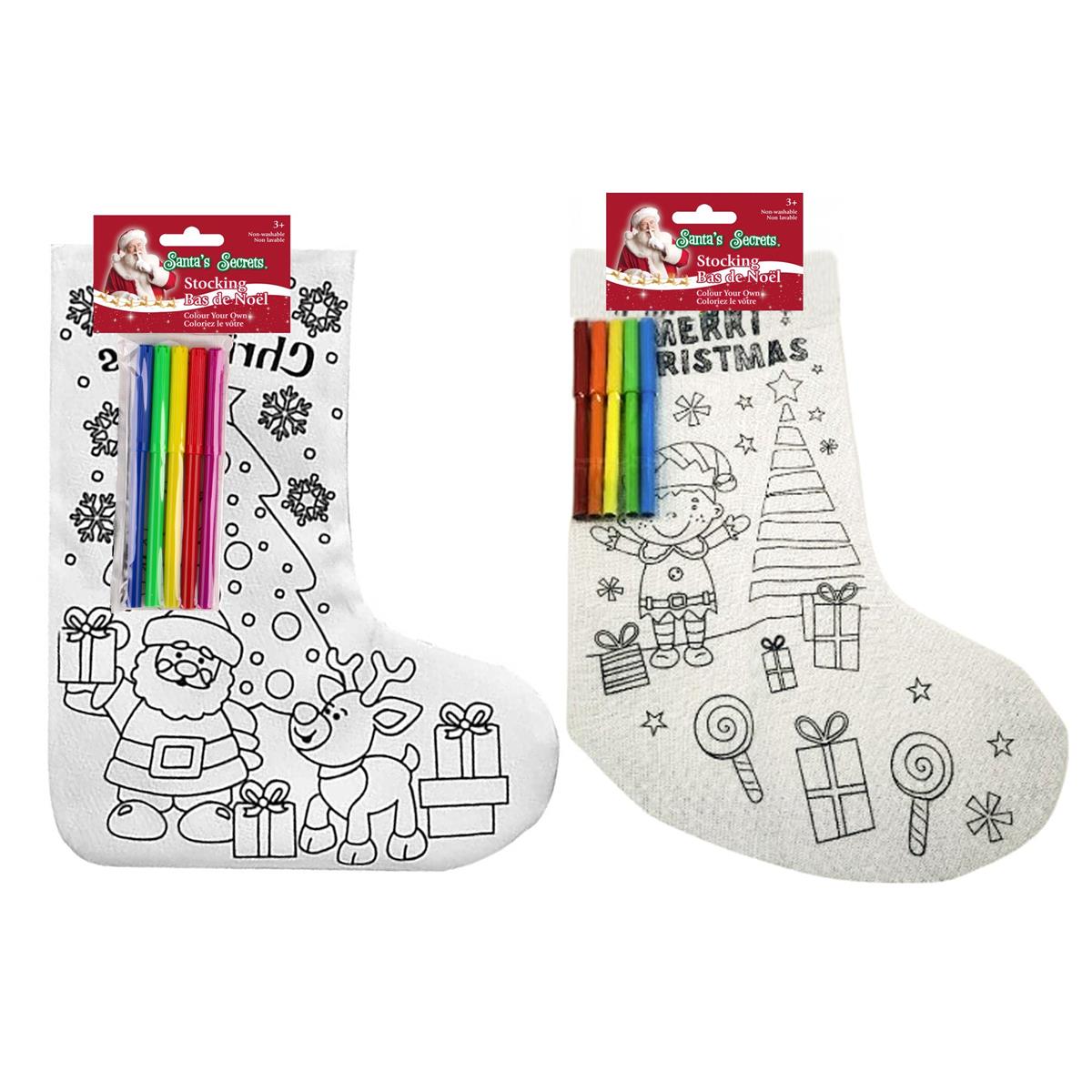 S.Serects Colour Your Own Stocking w/5 Colour Markers, 2asst., header