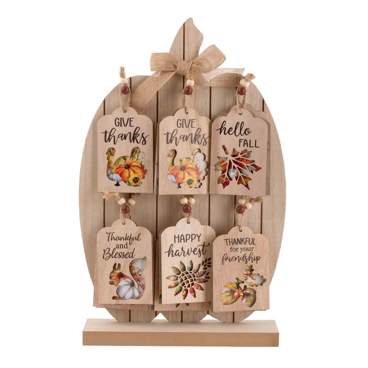 Harvest MDF Tag Ornament w/Pumpkin Display, 5asst.,20/Display
