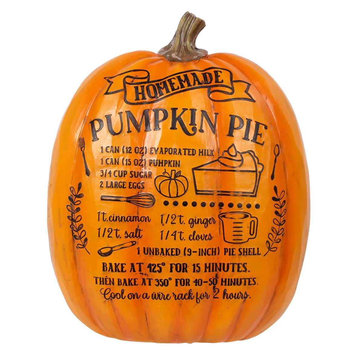 Harvest 11.6" Polyresin "Pumpkin Pie Recipe" Pumpkin DÃ©cor,cht