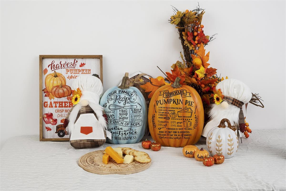 Harvest 11.6" Polyresin "Pumpkin Pie Recipe" Pumpkin DÃ©cor,cht
