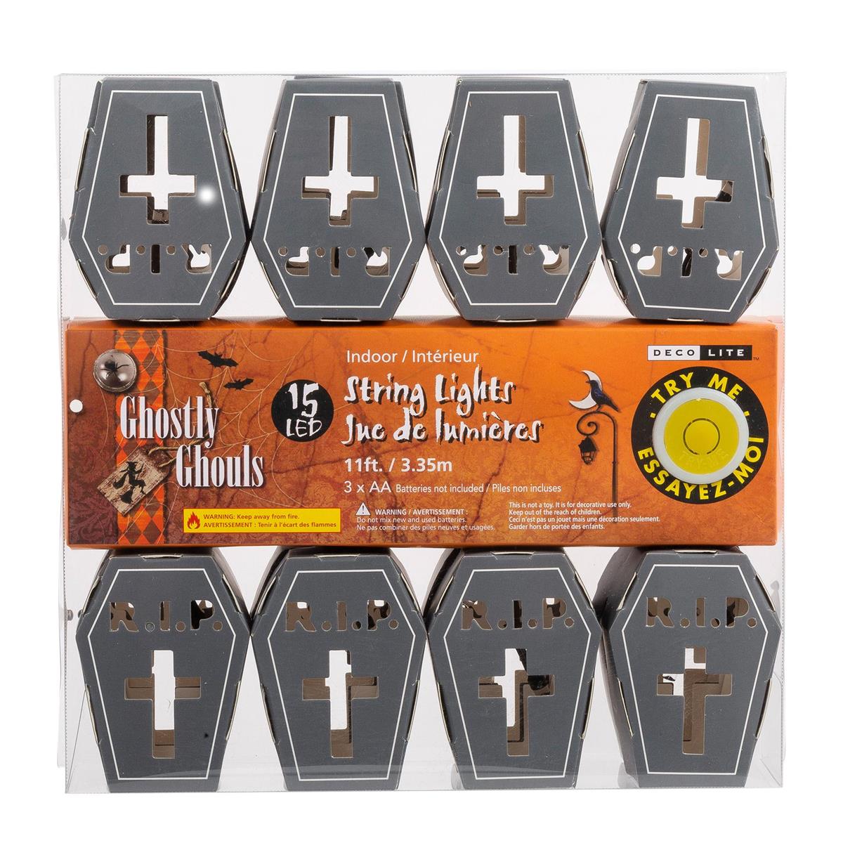 G.Ghouls B/O 15 LED Tombstone String Lights,Try me Box,belly band