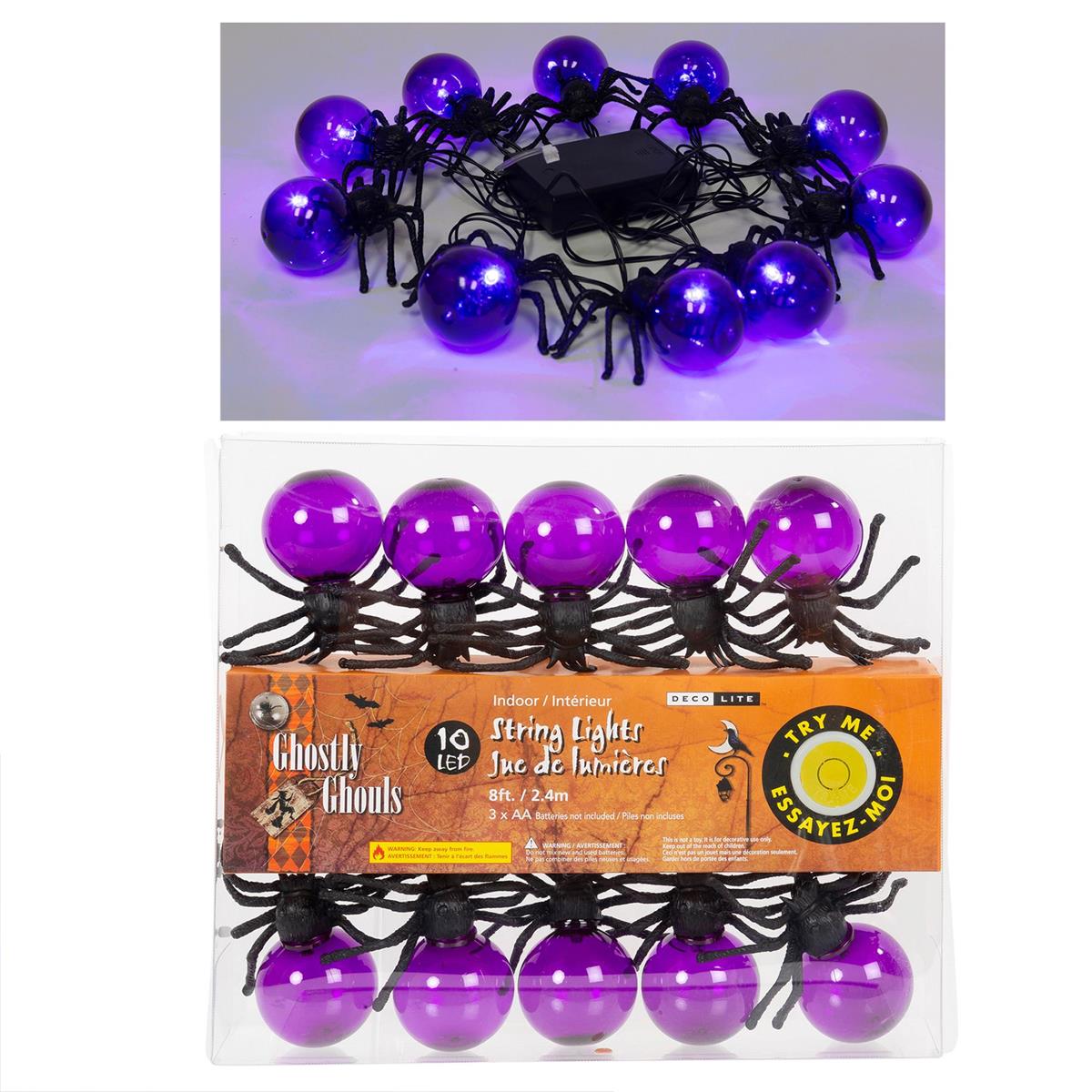 G.Ghouls B/O 10 LED Spider Bulb String Lights,Try Me Box,belly band
