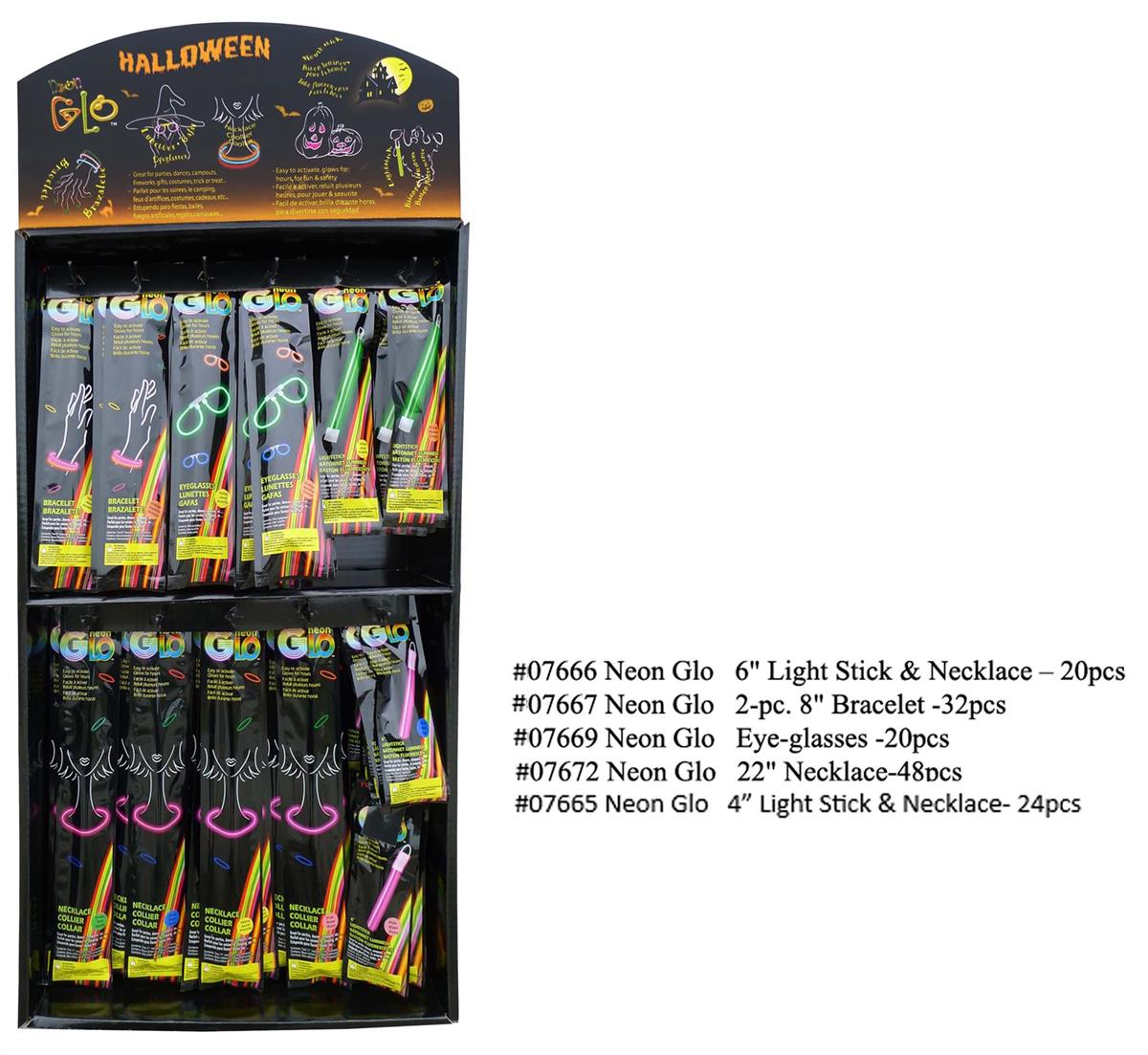 Neon Glo, Halloween Deal, 144-pcs+ dsp, 5 styles (upc-na)