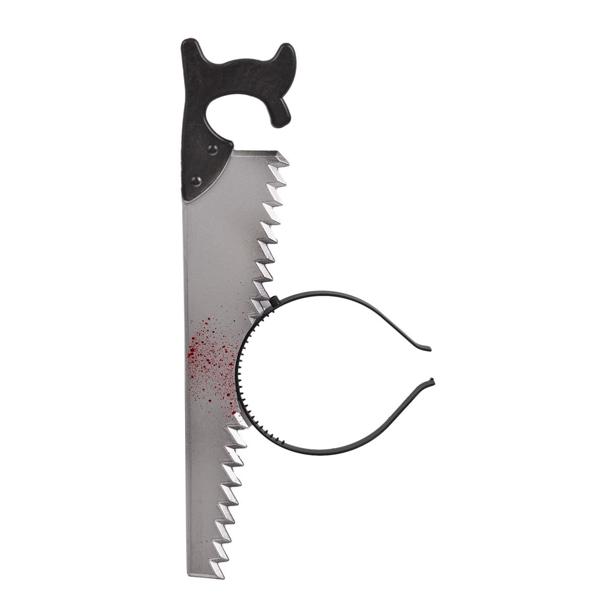 Hoot Hween 14" Bloody Horror Weapon ,Saw w/ Headband,