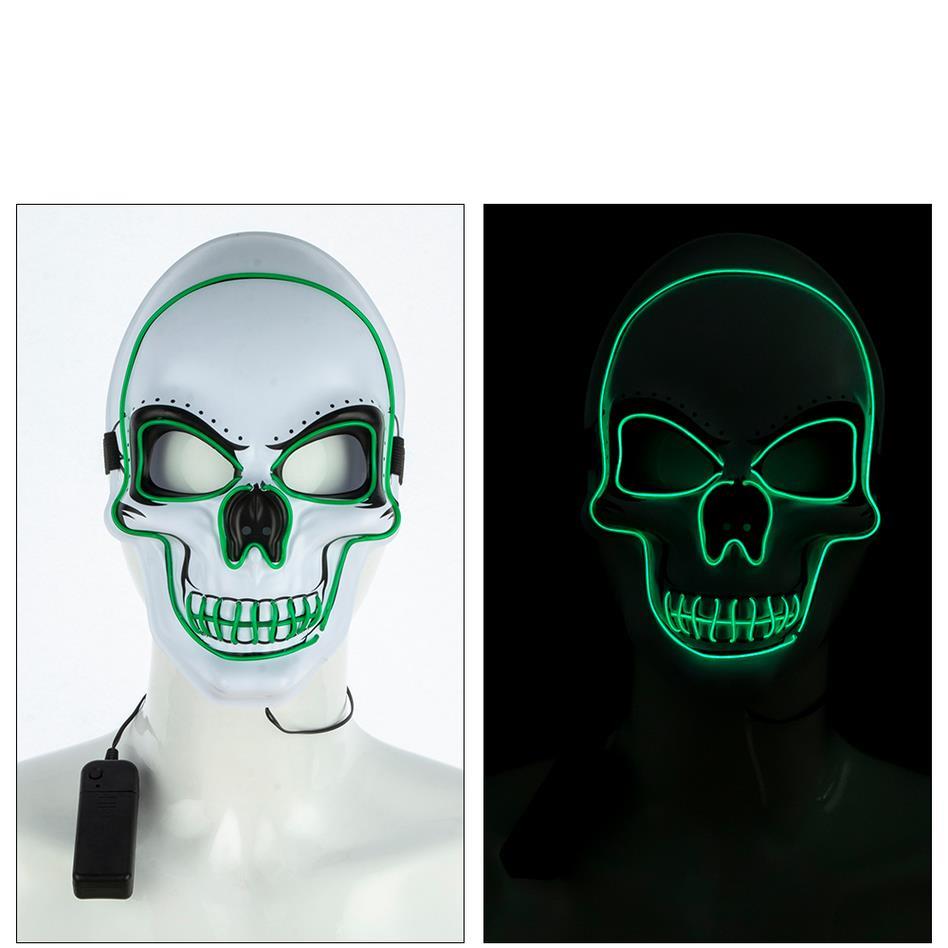 Party Gear Hween Light Up EL Wire Mask, Skull, 3 Modes, pbh