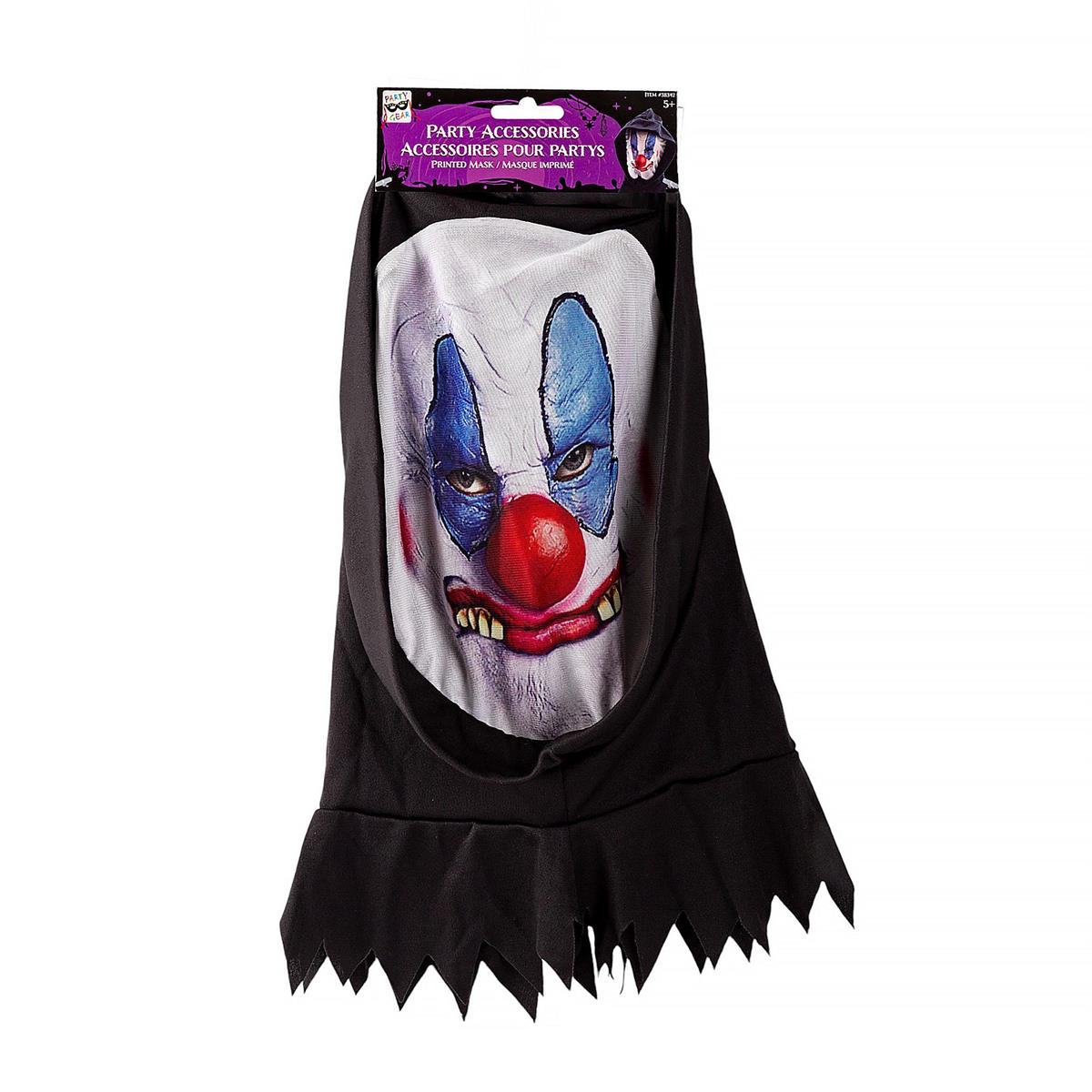 Party Gear Hween Printed Polyester Clown Mask w/ Hood, HC