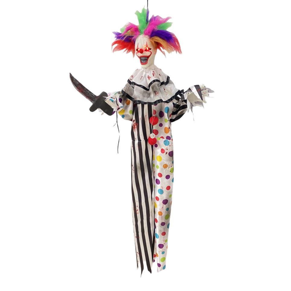 G. Ghouls 47" Animated Hanging Clown w/ Light Up Eyes, Moving Head & Sound, HT