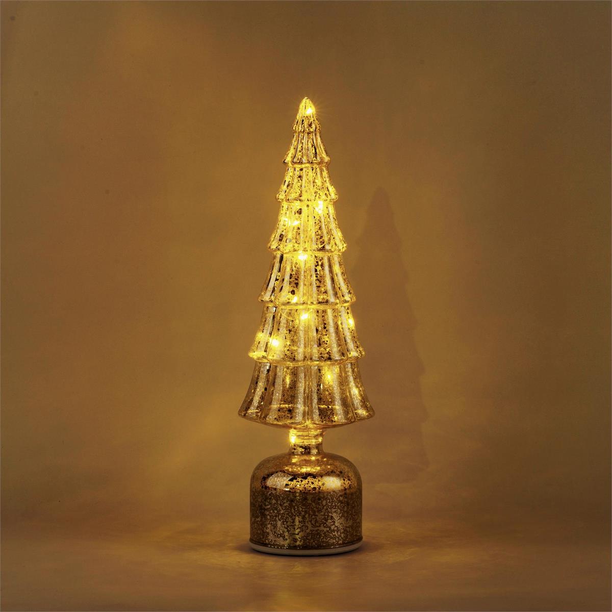 Deco L. 14"H Antique Silver LED Rotating Glass Christmas Tree w/lights ...