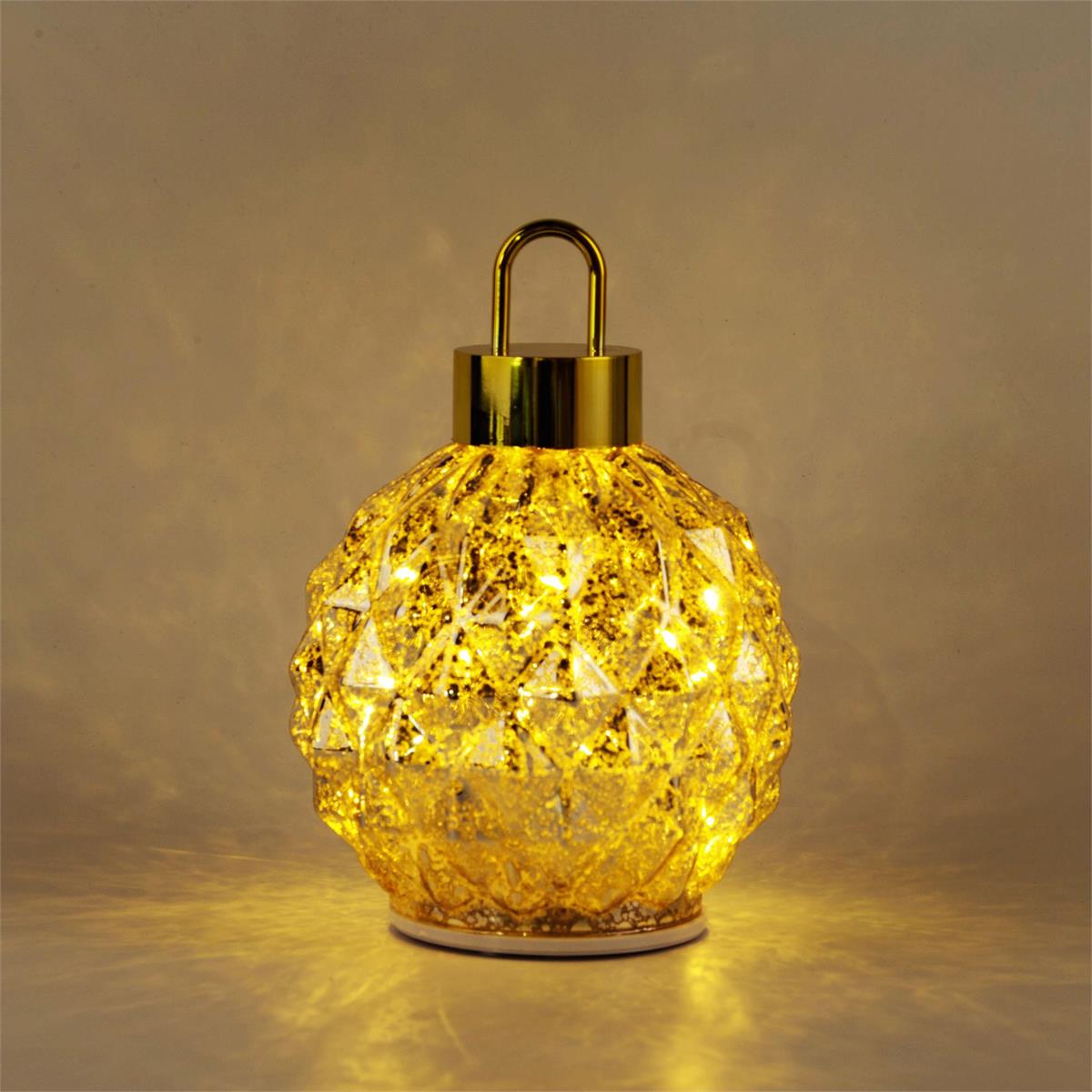 Deco L. 5.1 Dia Gold LED Rotating Glass Ornament Ball Tabletop Decor ...