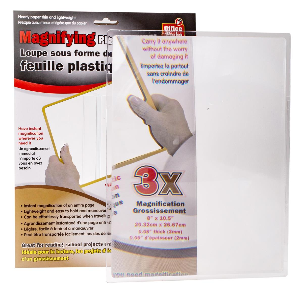 O.WKs. 8.5" x 11" Magnifier Sheet, 3X, Colour Envelop, 24/dsp