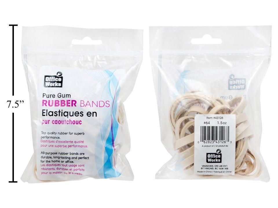 O.WKs. #64 Rubber Bands, 1.5oz, zip lock bag