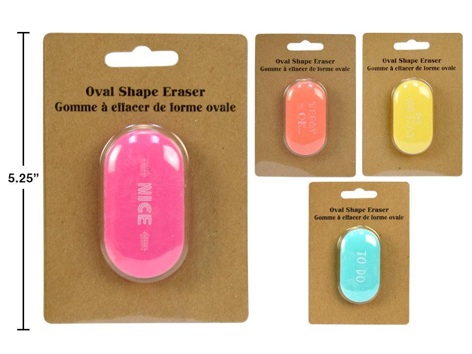 O.Wks Oval Shape Eraser, 4 col, slide blister