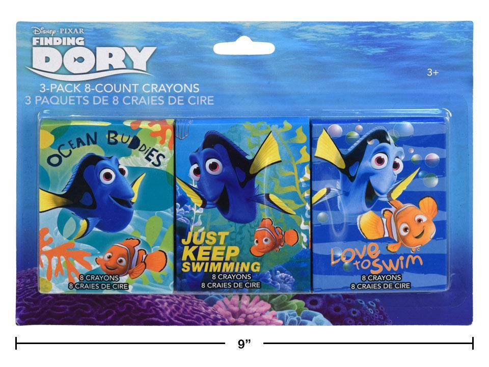 Disney Finding Dory, 3-pk 8pc Crayons, b/c