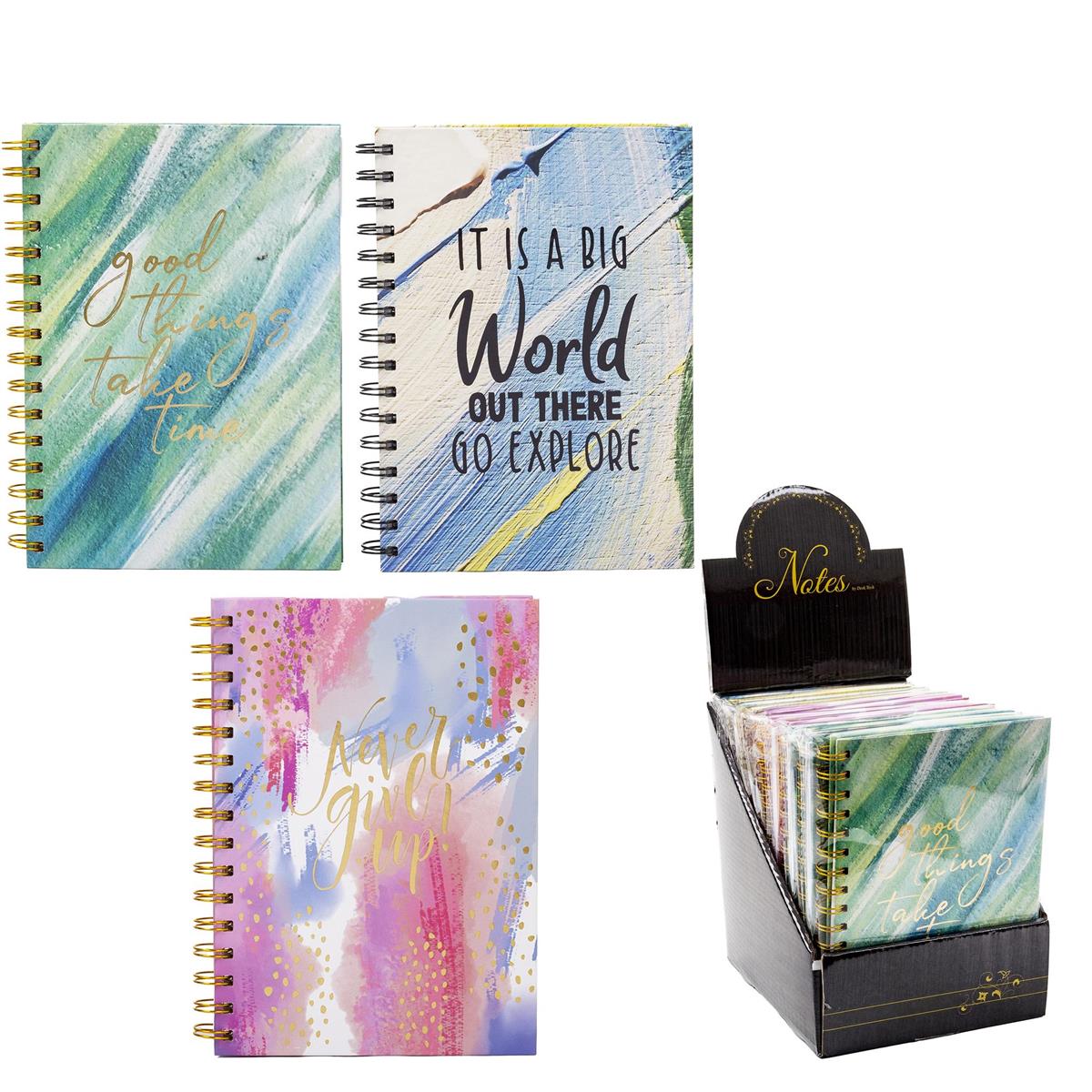 6" x 8" Double Spiral Hard Cover Notebook,70g, 80s, 3 styles, 12/dsp