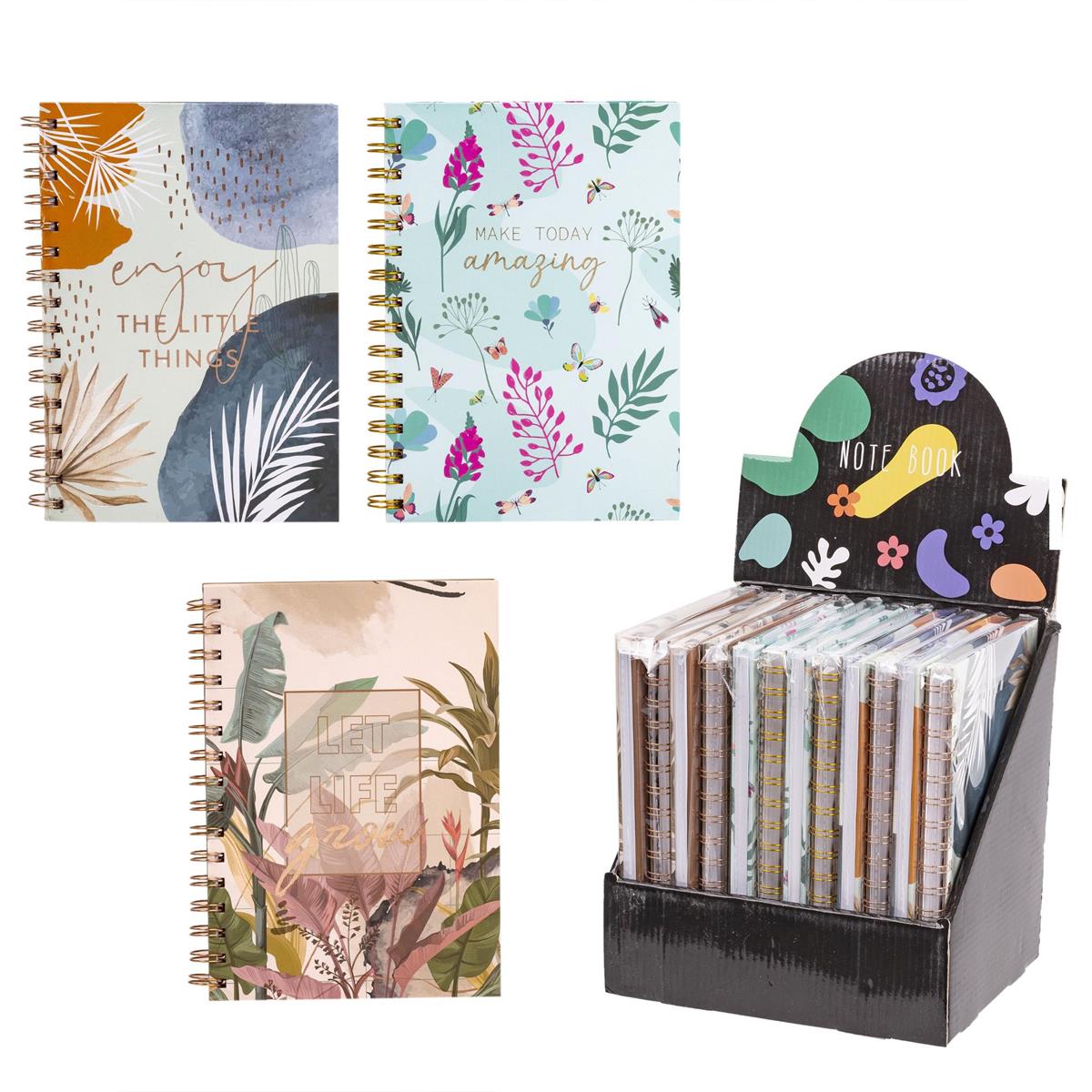 6"x8" Spring Spiral, ruled Notebook 3 Styles, 80s, 70g, 12/dsp