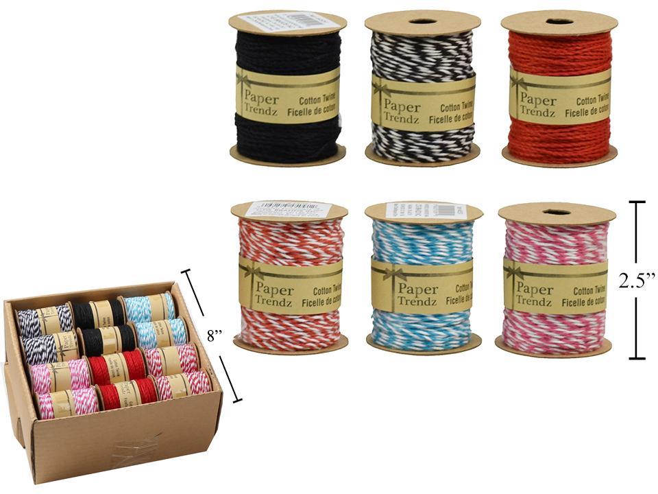 Paper T. 33ft Cotton Baker's Twine Ribbon, 6asst, 24/dsp