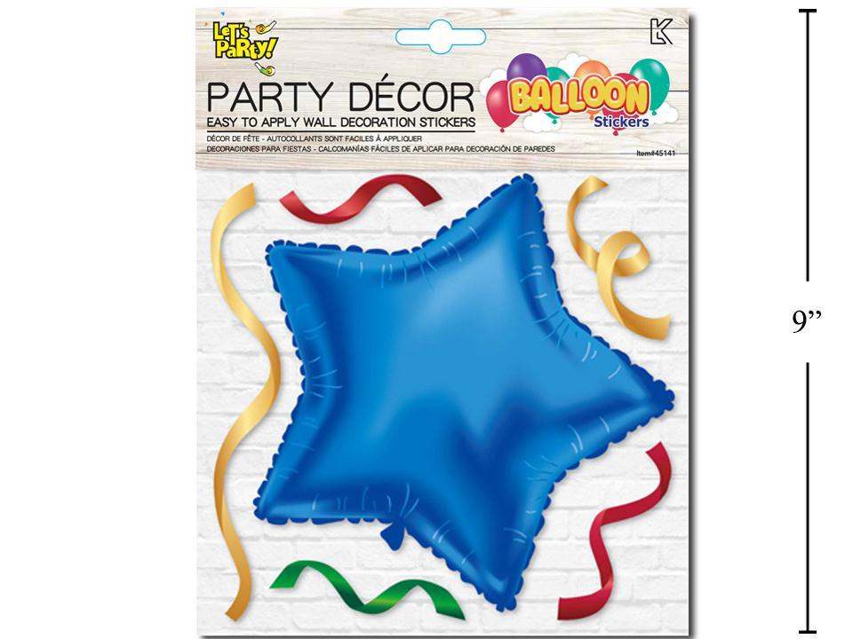 Let's Party,Balloon look,Wall Decor Blue Star, Poly Bag