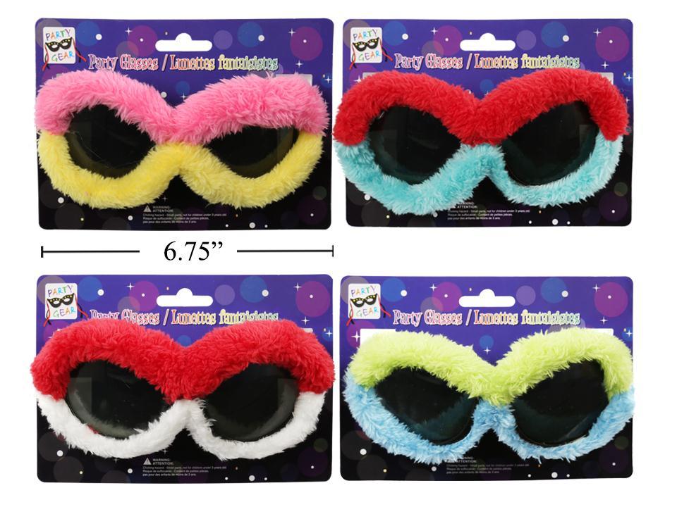 Fuzzy Party Glasses, 4 Asstd colour , t.o.c.