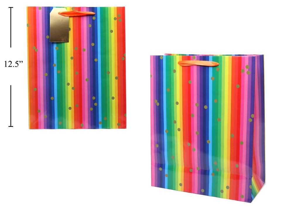 Paper T Large Gift Bag Rainbow Stripes Gloss 