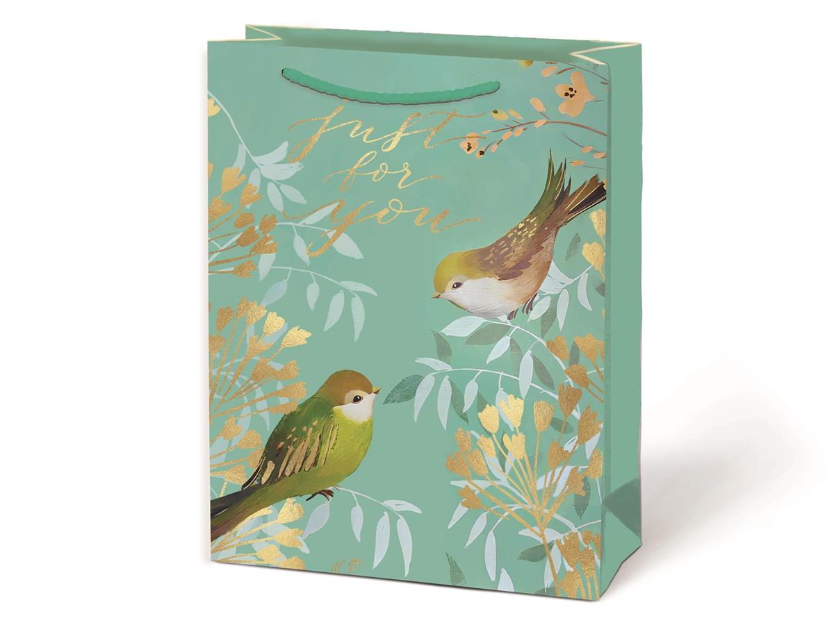 Paper T. Gift Bag, Small, Birds, Matte/HS, 157GSM, tag+j-hook