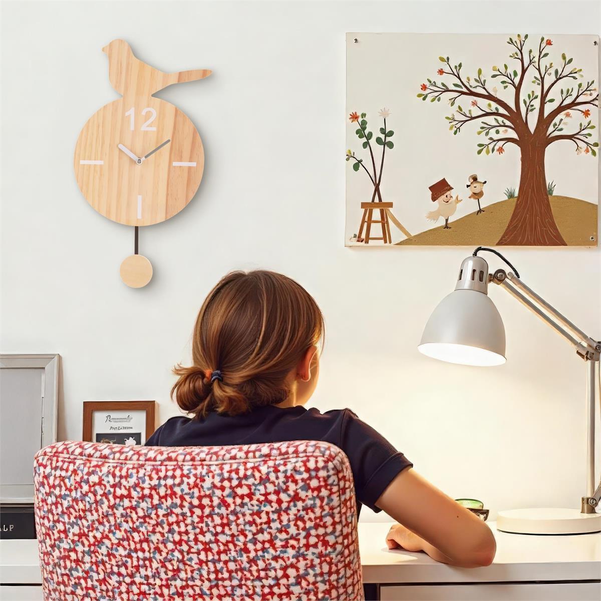 Bird Pendulum Wood Clock