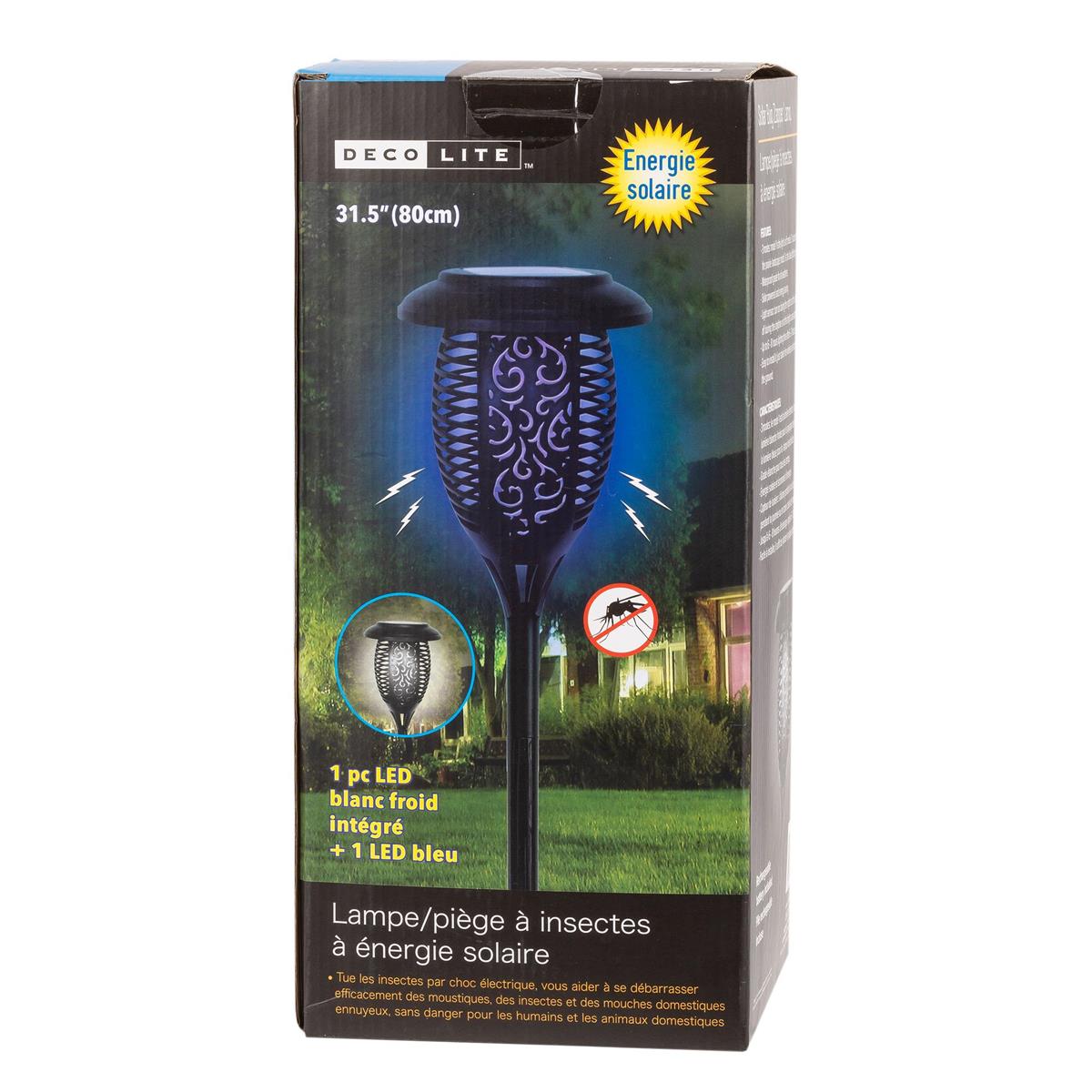Solar 31.5" LED Light & UV Bug Zapper, Garden Stake, colour box