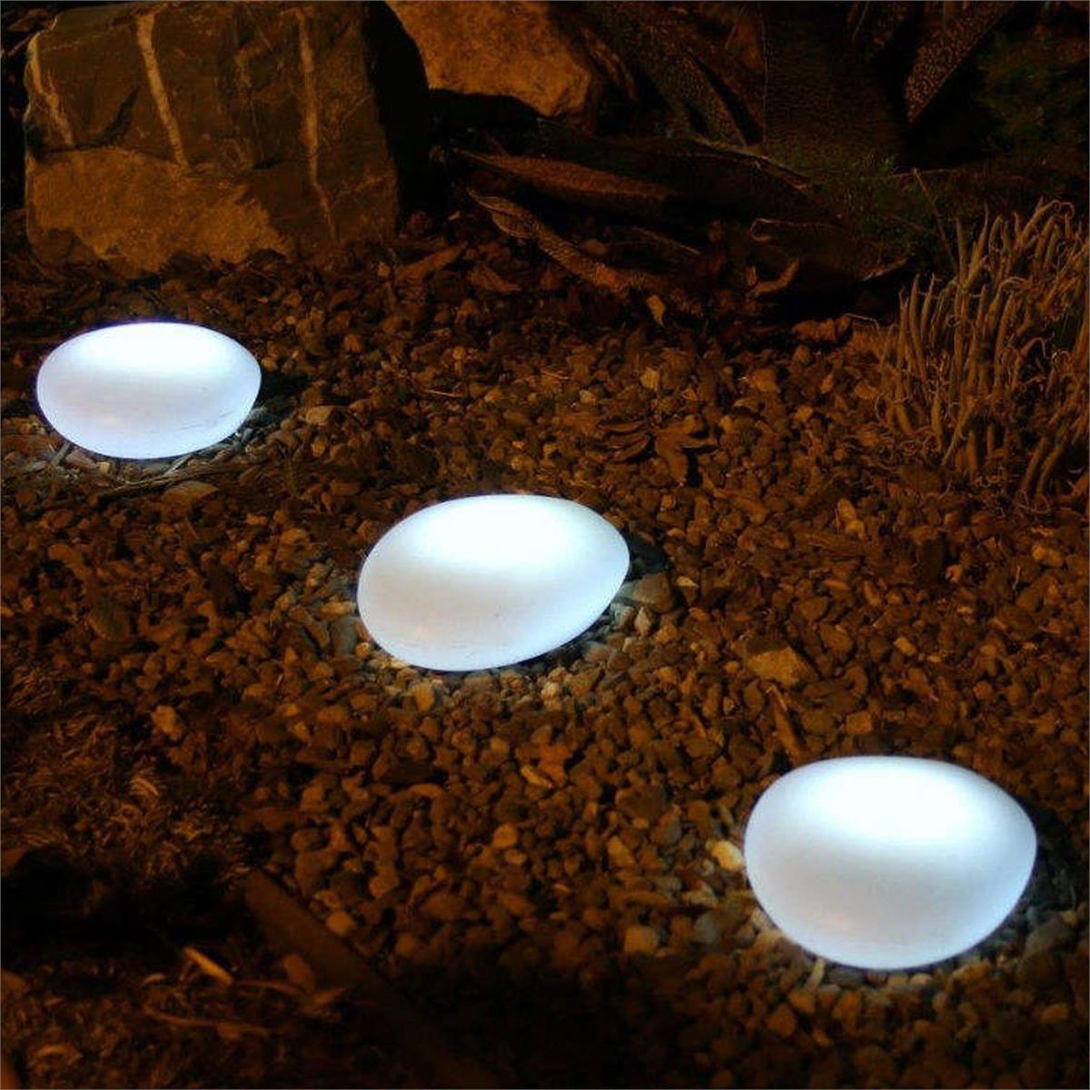 Solar 5.5"x3.3" Pebble Light, Frosted White, 1 LED, Color Box
