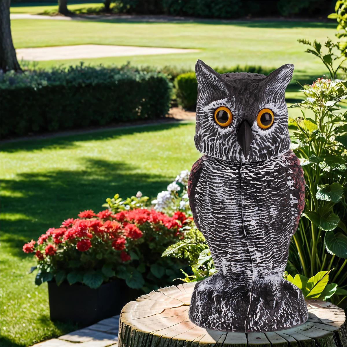 Garden E. 11"H Fake Owl Decoy, w/ 360â ° Rotating Head, Lbl
