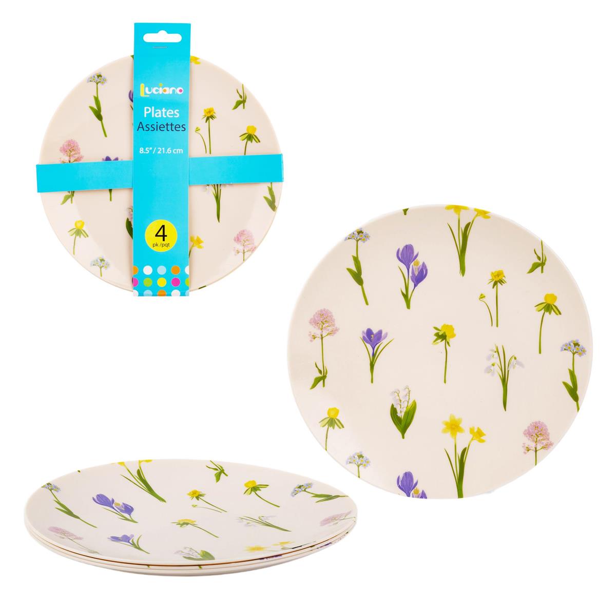 Luciano 8.5"(D) 4PK PP Plates - Floral Design, Wrapper