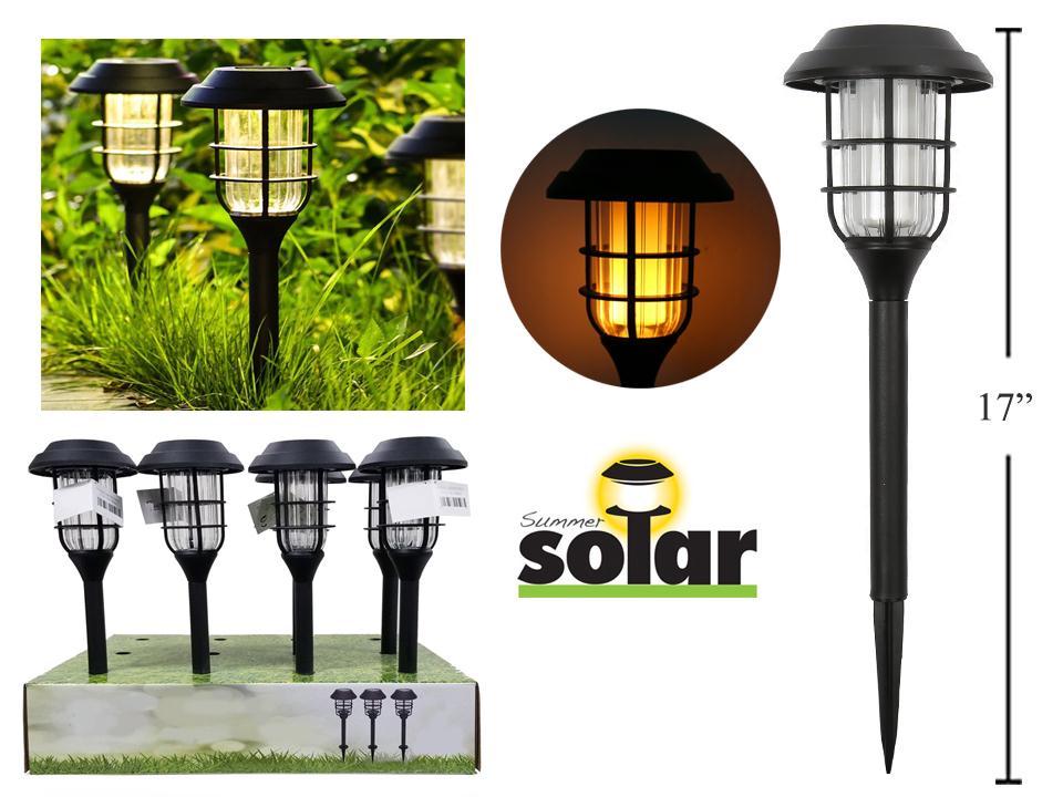 Solar 17.5'' Dancing Flames LED Pathway Light, cht, 12/dsp