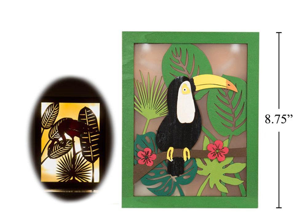 Toucan LED Light-Up Shadow Box, 6.5''x8.5''x1.25'', upc