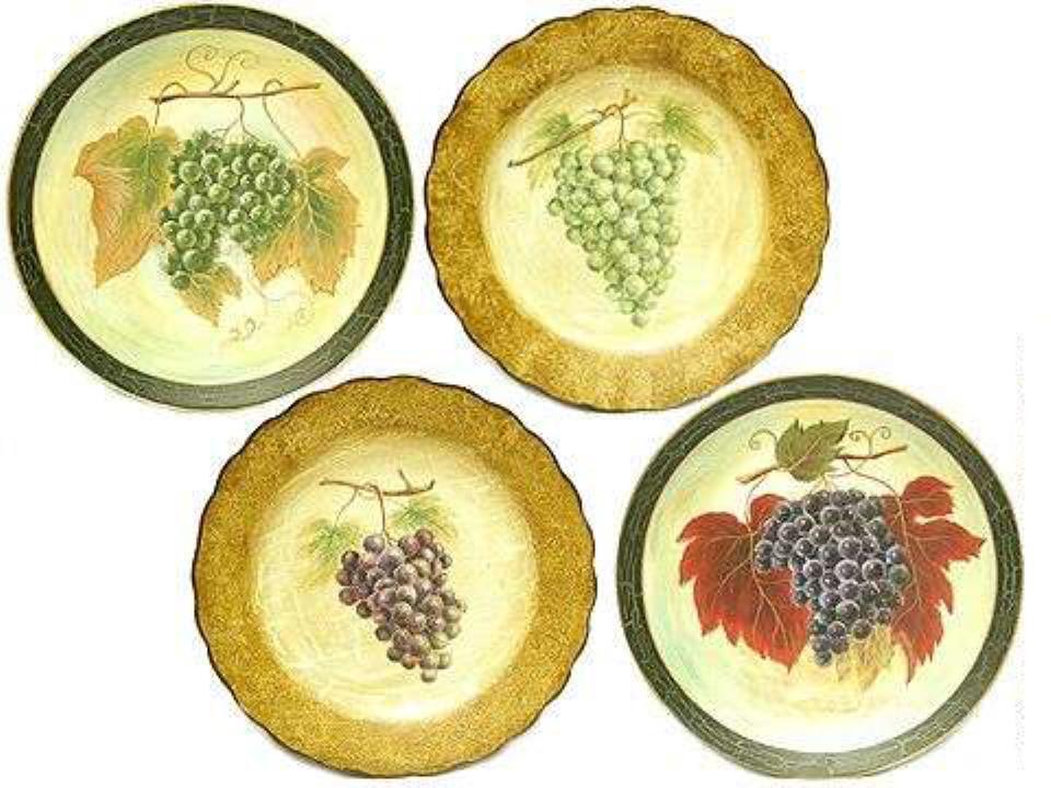10" Collector Plate Hand-painted, Grapes Des., 4 styles
