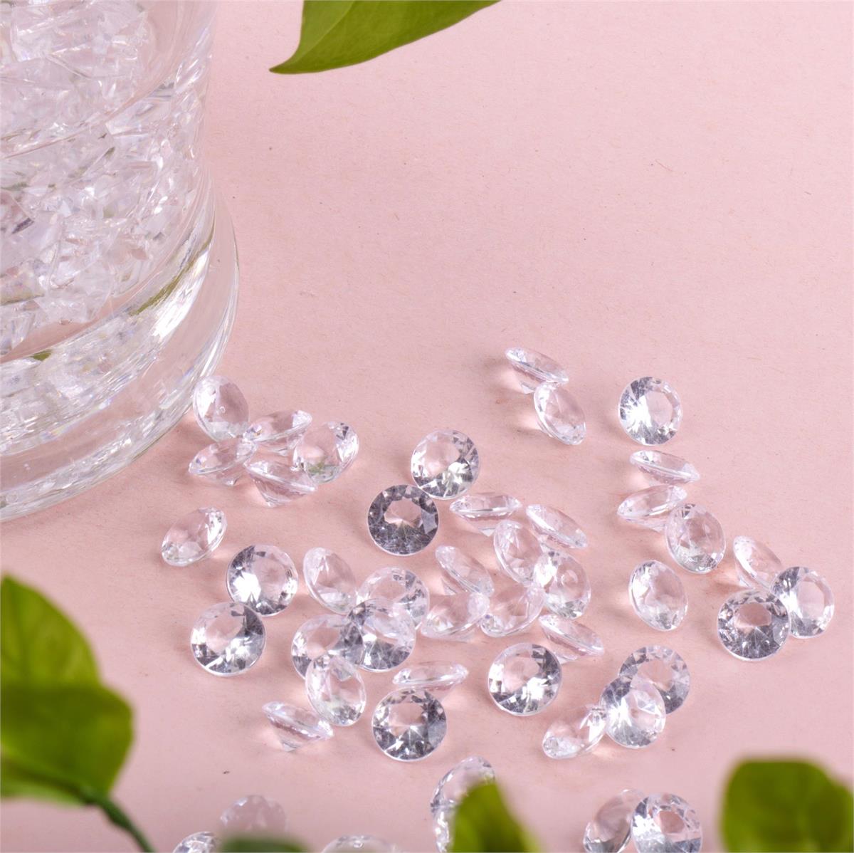 Plastic Diamond Gems, 150G , 10MM, PVC jar/col label