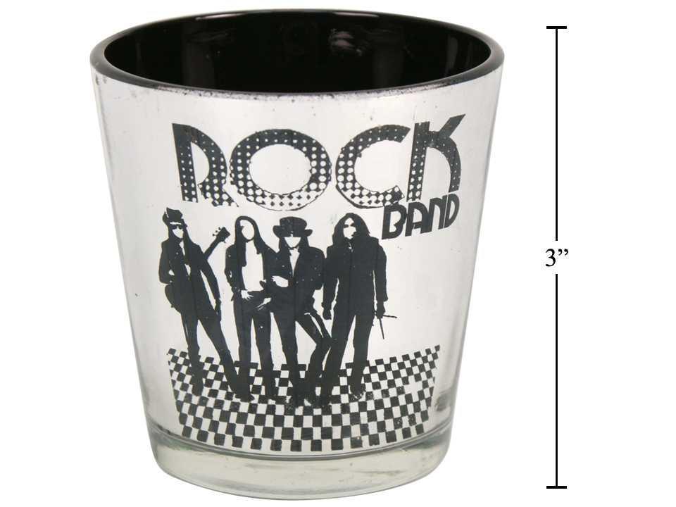 Rock Band 3"H Glass Votive Holder